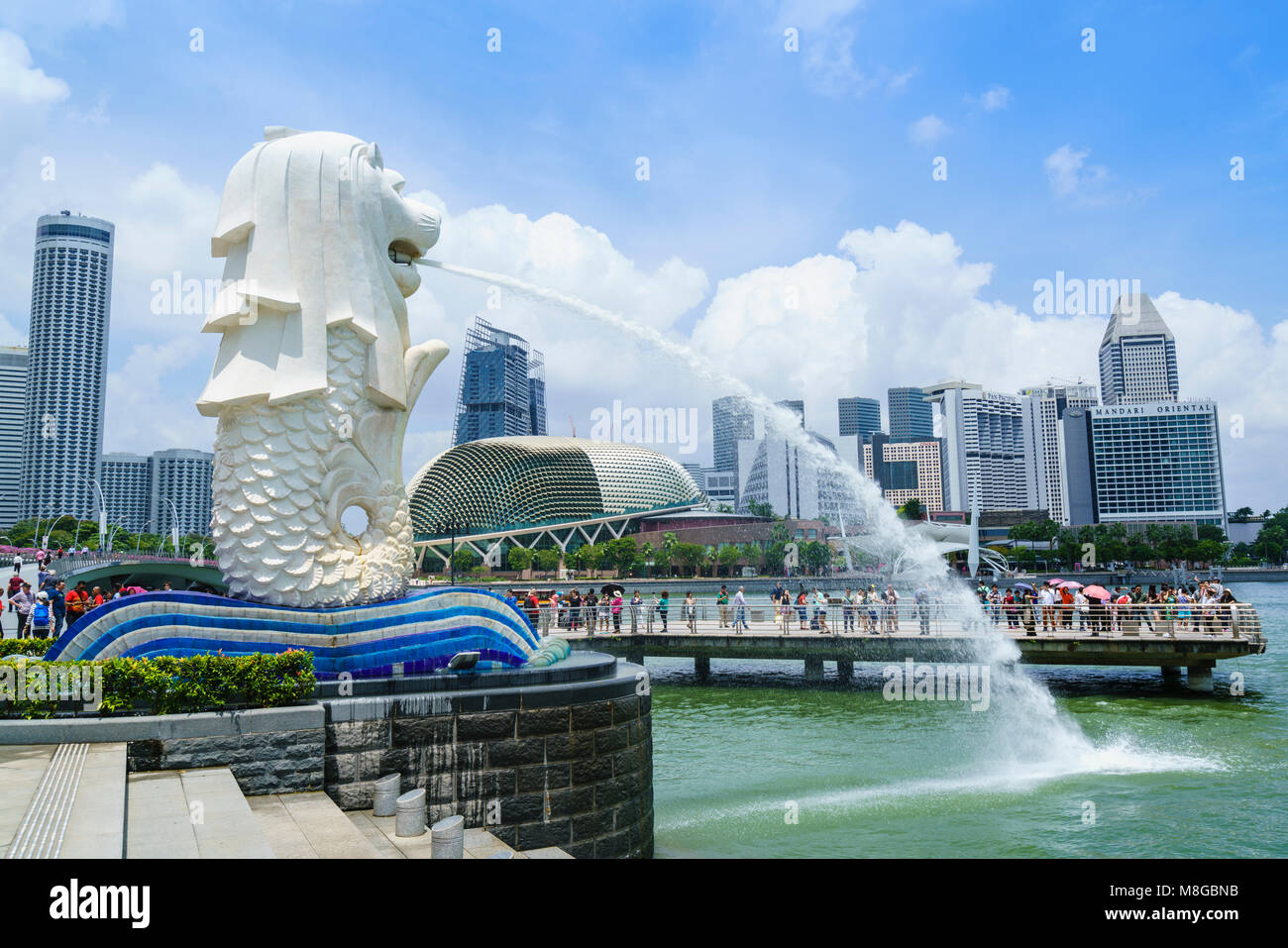 Merlion statue, symbol of Singapore, Marina Bay, Singapore Stock Photo ...