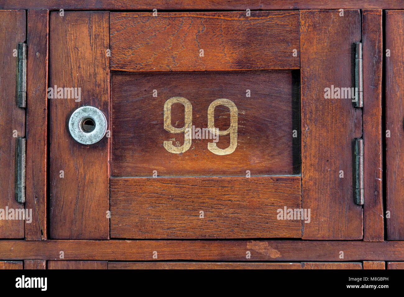 Close up Old wooden Post Box with number 99 Stock Photo - Alamy