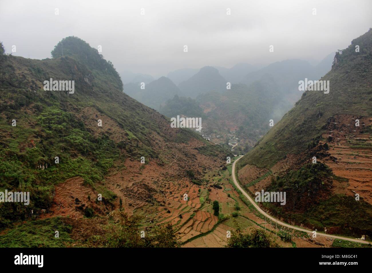 Ha Giang, Vietnam - March 18, 2018: Scenic view of a set of hills in ...