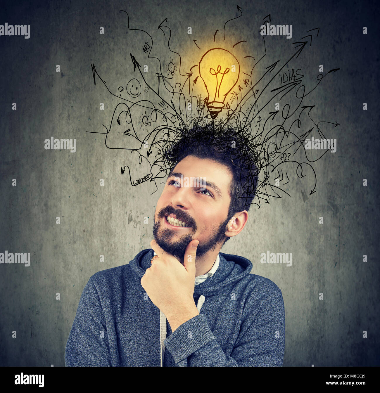 Idea light bulb arrows hi-res stock photography and images - Alamy