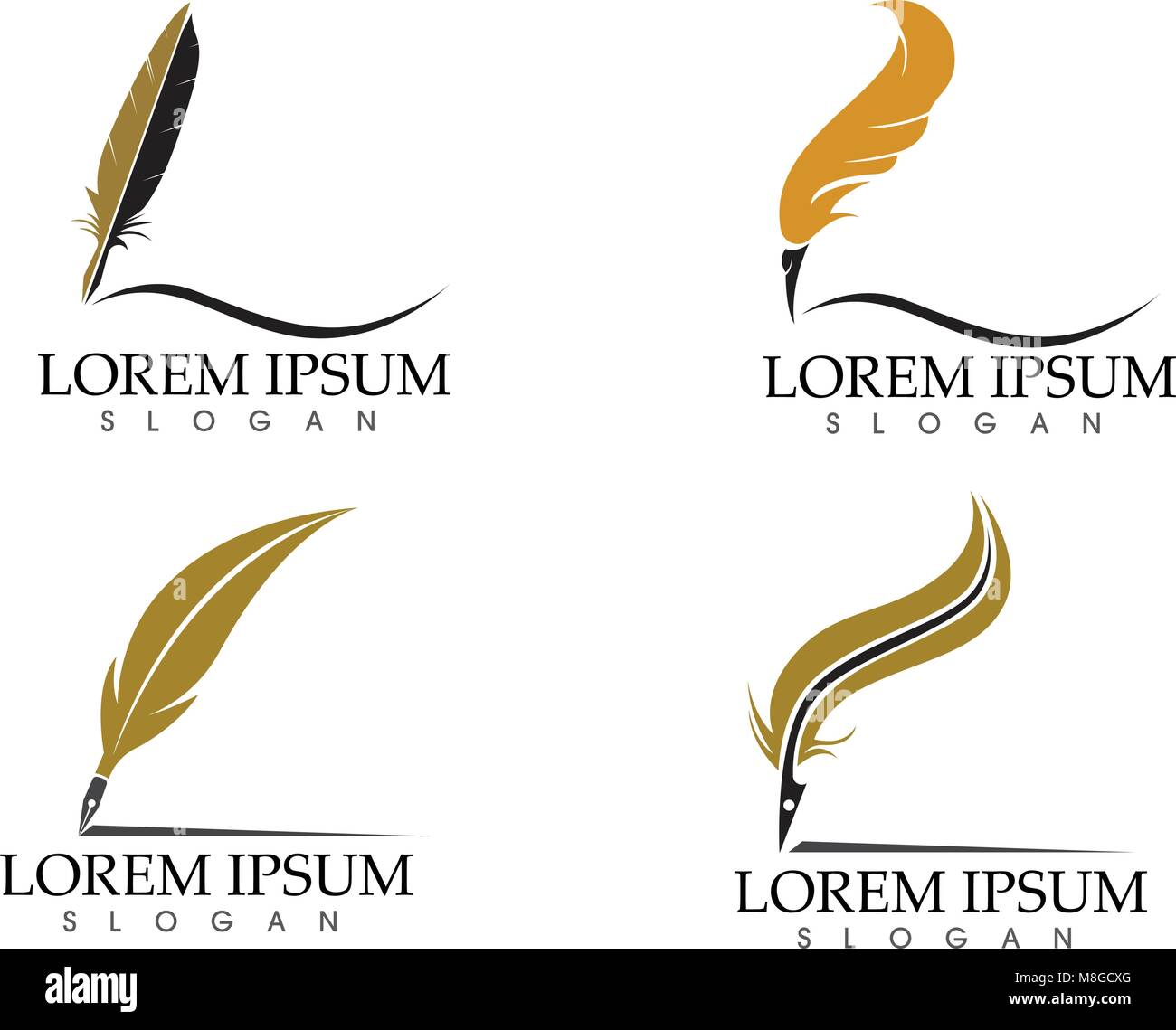Feather pen write sign logo template app icons Stock Vector Image & Art ...