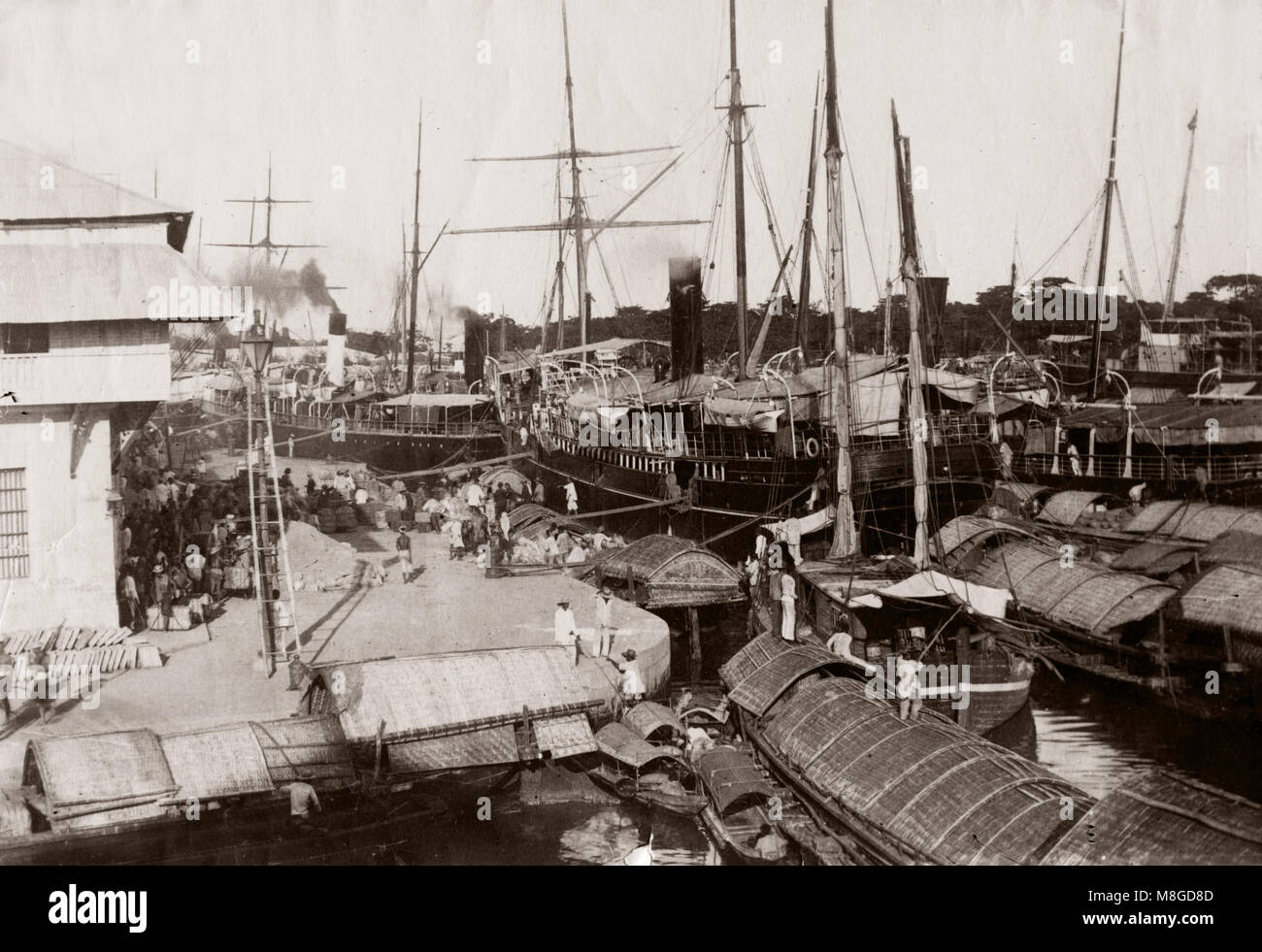 c.1880s South East Asia - Philippines - boats and ships in the harbour ...