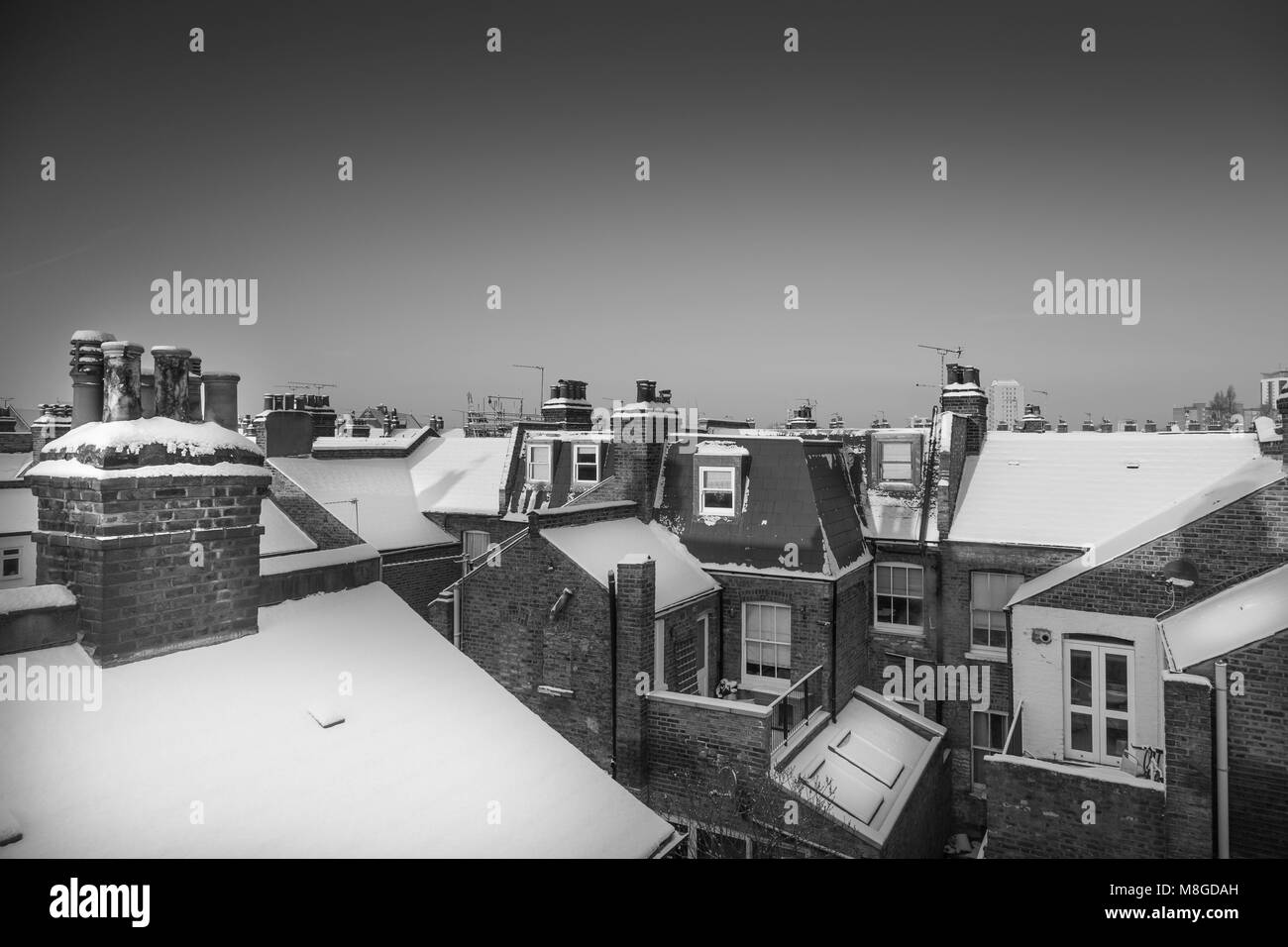Row house with snow Black and White Stock Photos & Images - Alamy