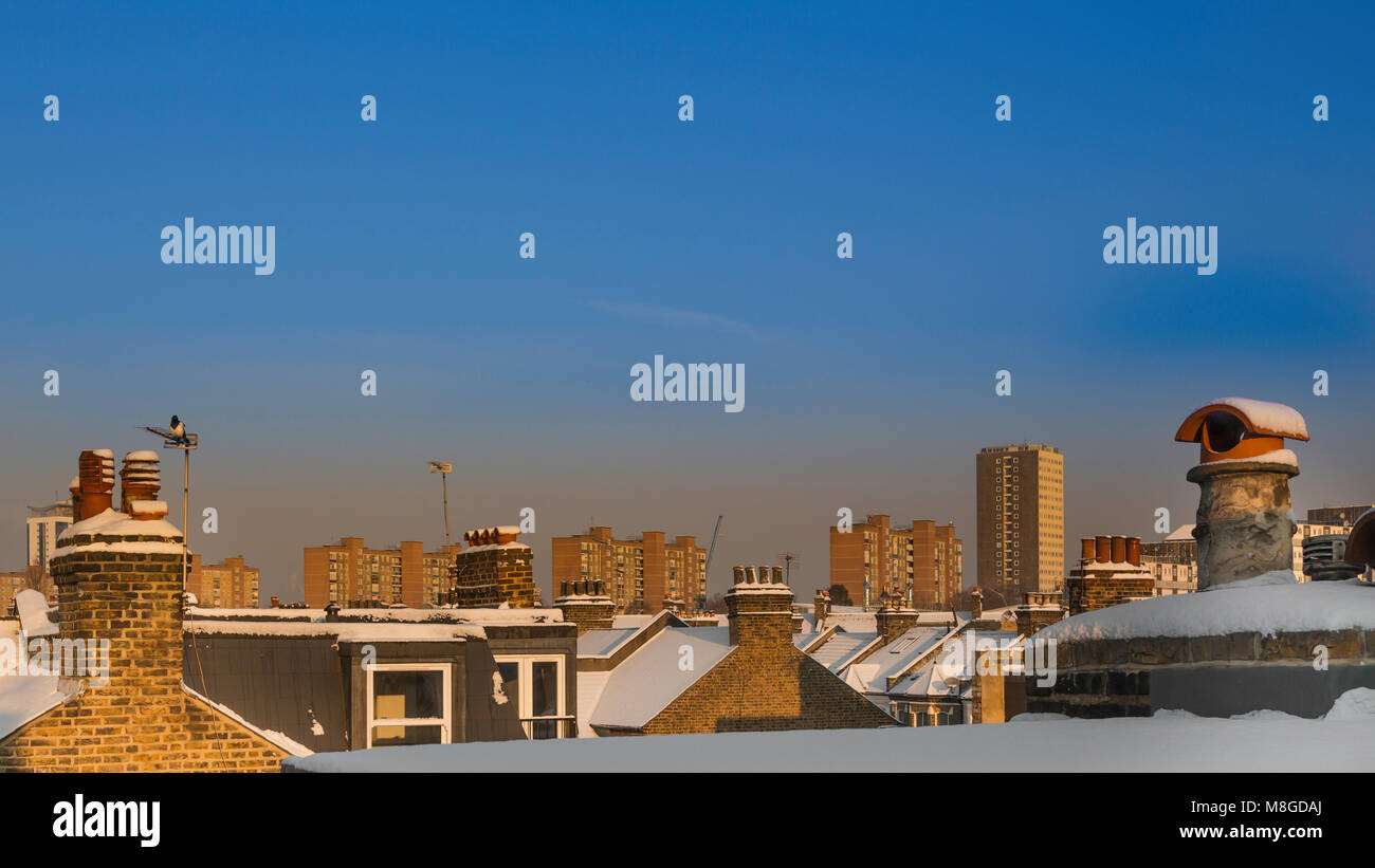 Victorian terrace house roofs with snow Stock Photo - Alamy