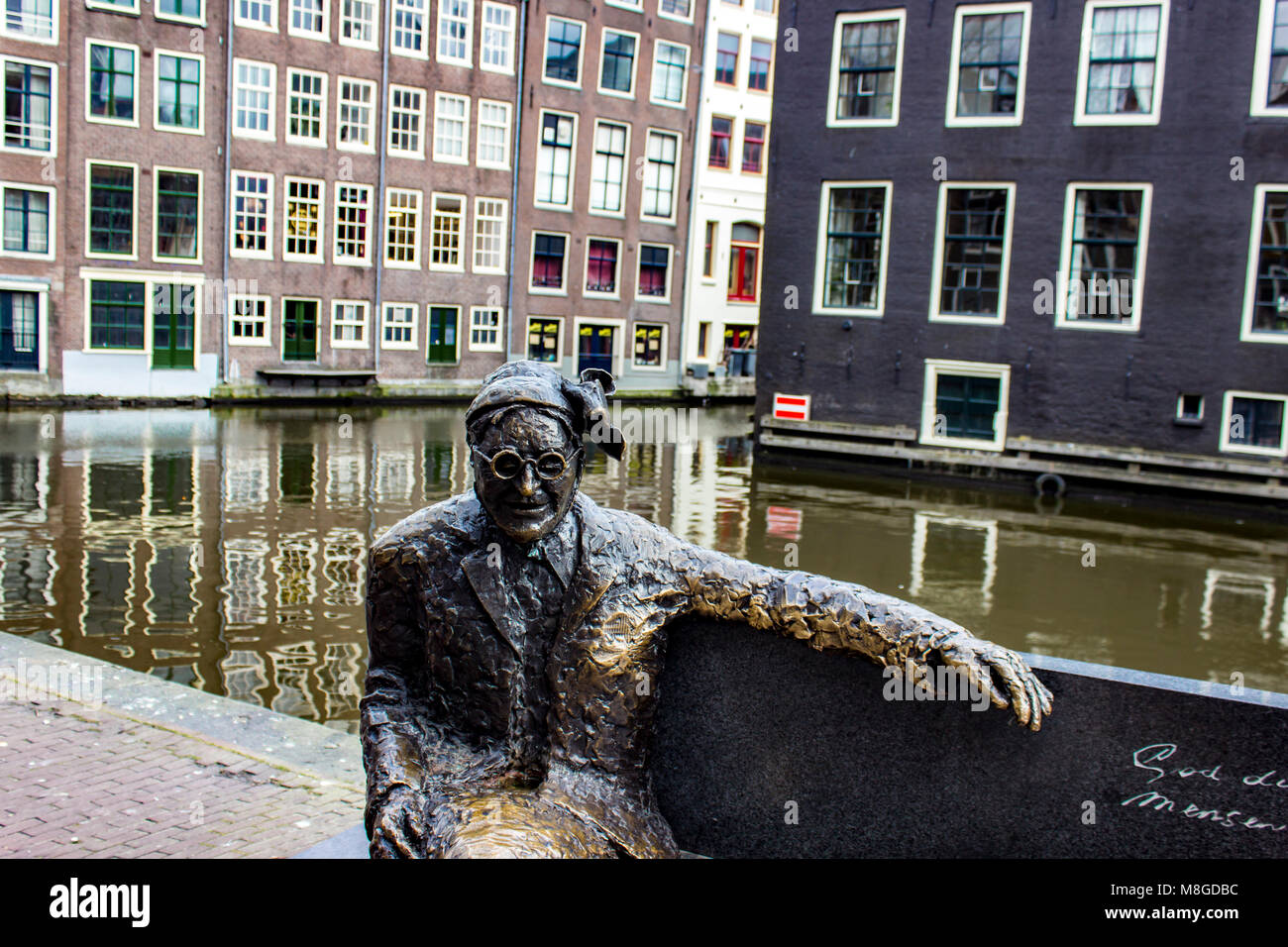 AMSTERDAM, NETHERLANDS - MARCH 6, 2018: Bronze sculpture of Alida ...