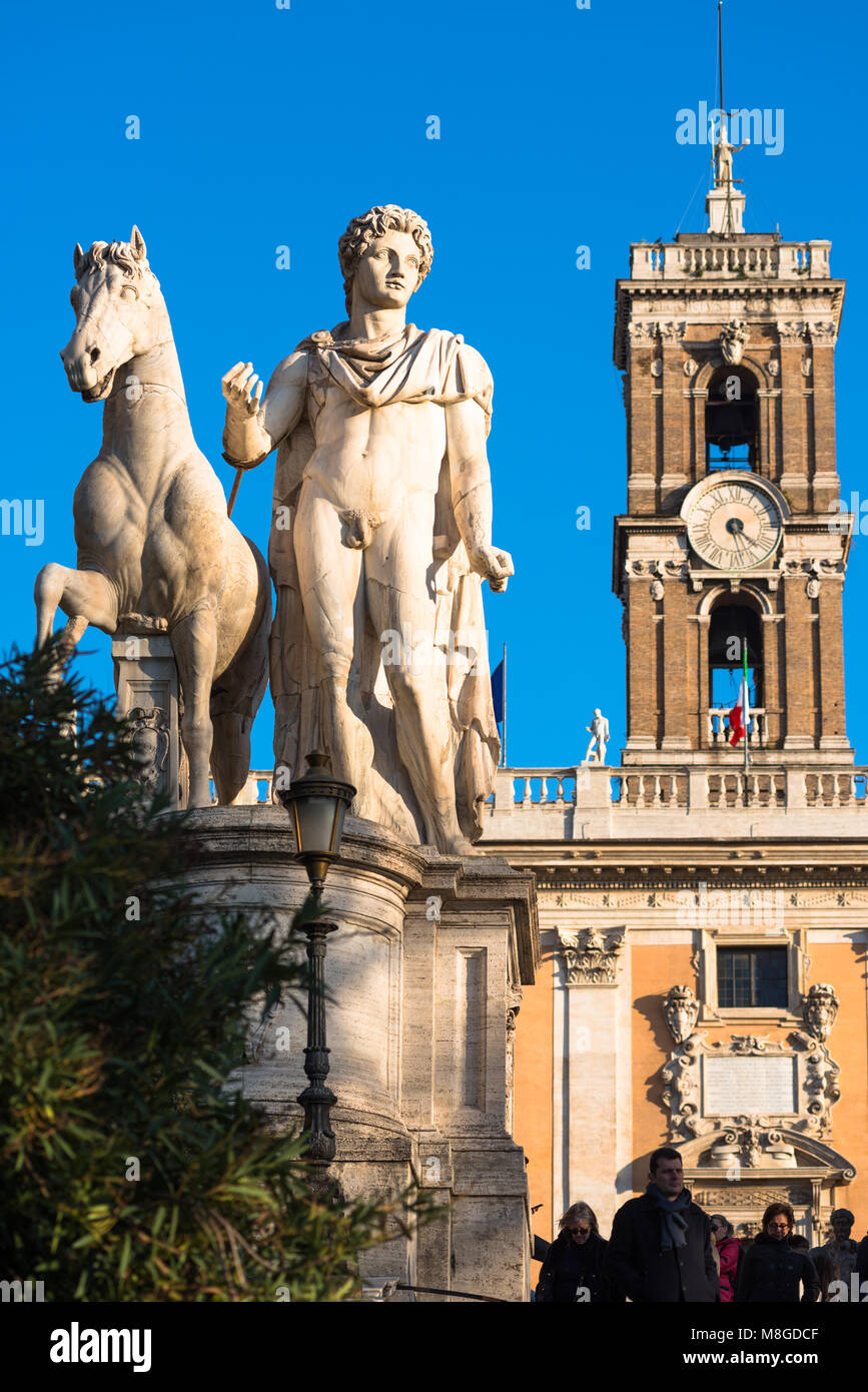 One of the two dioscuri (Gemini twins - or Castor and Pollux) statues ...