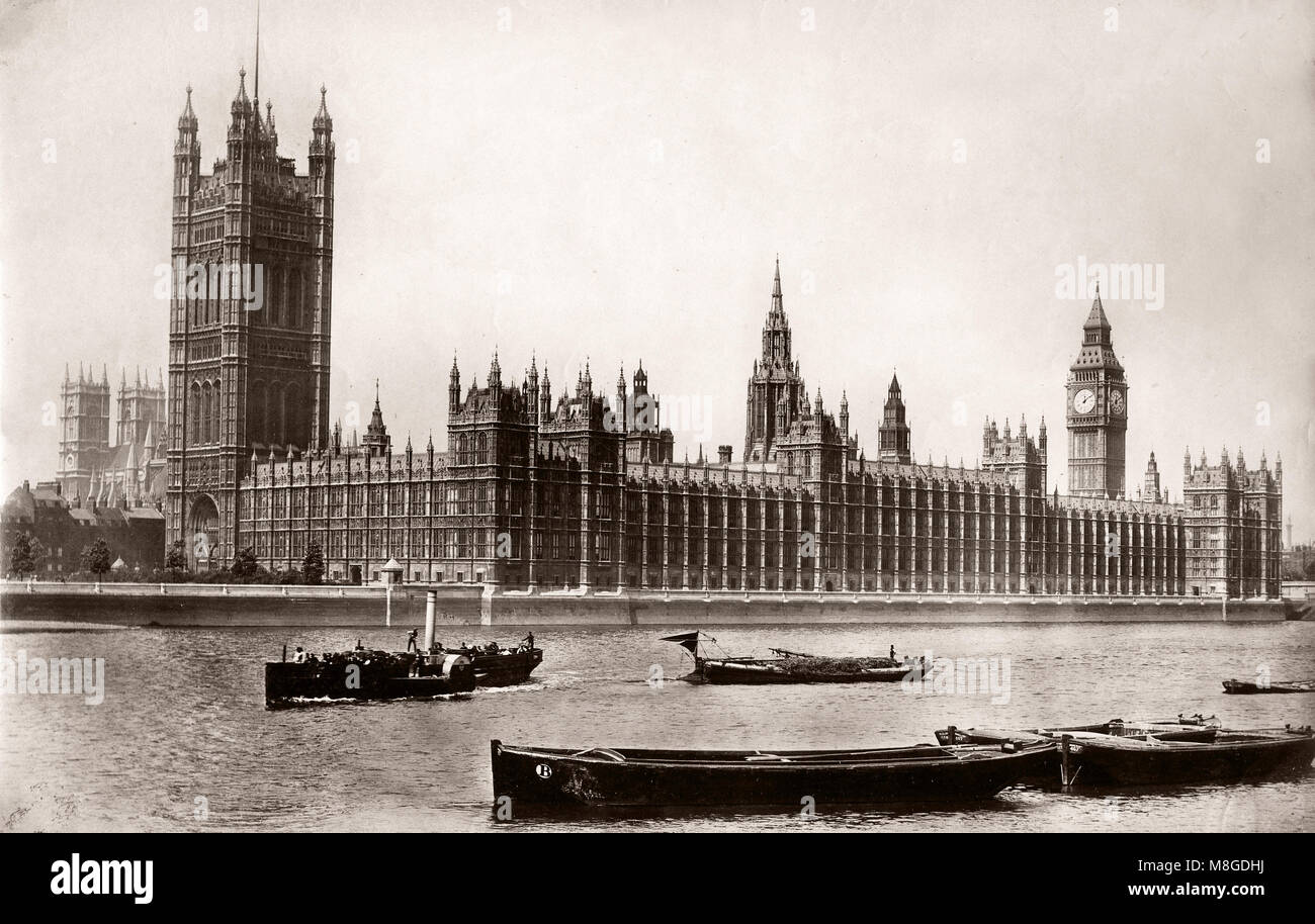 c.1880 England - view of London - the House of Parliament at ...