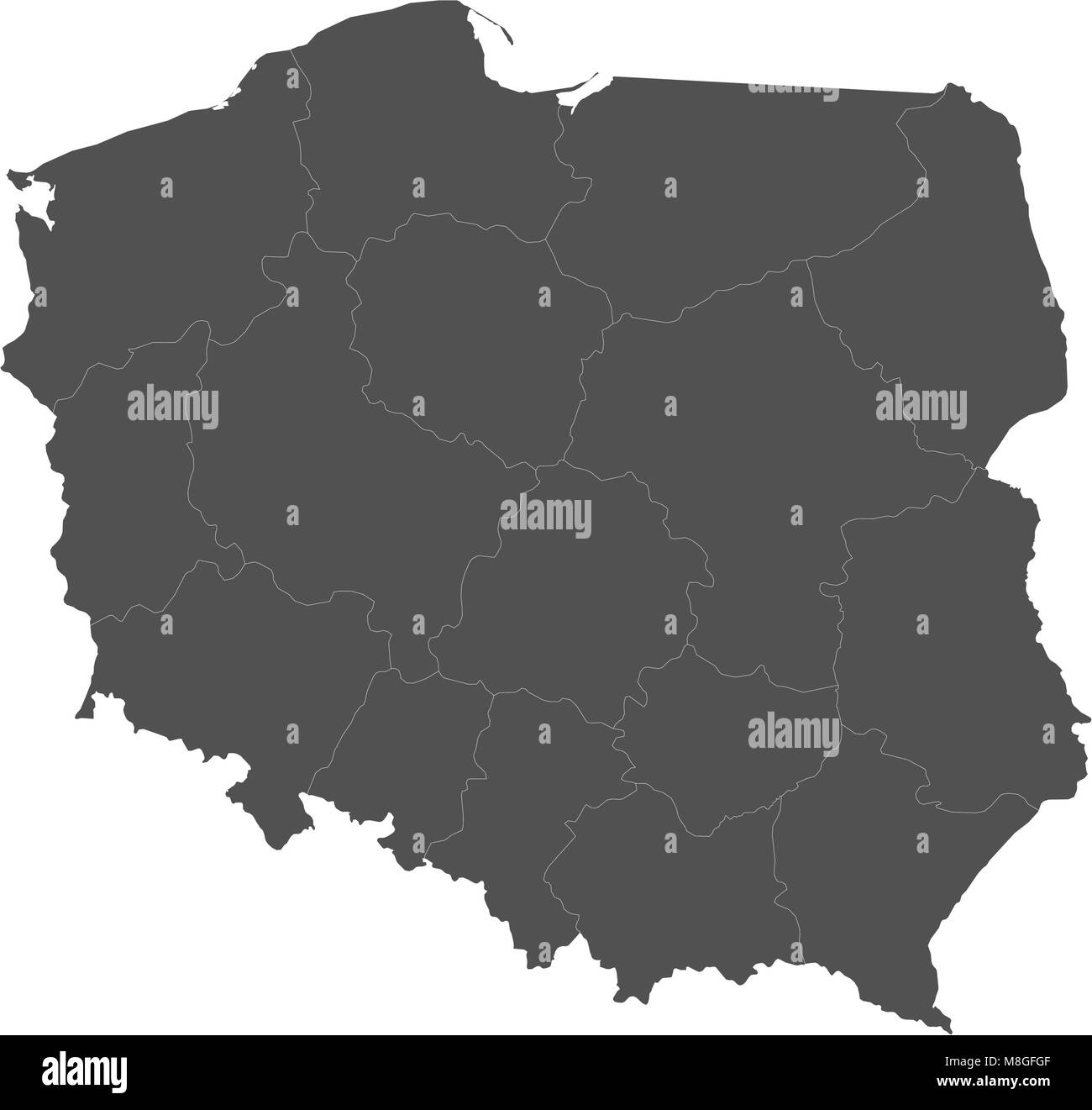 Map of Poland split into regions Stock Vector Image & Art - Alamy