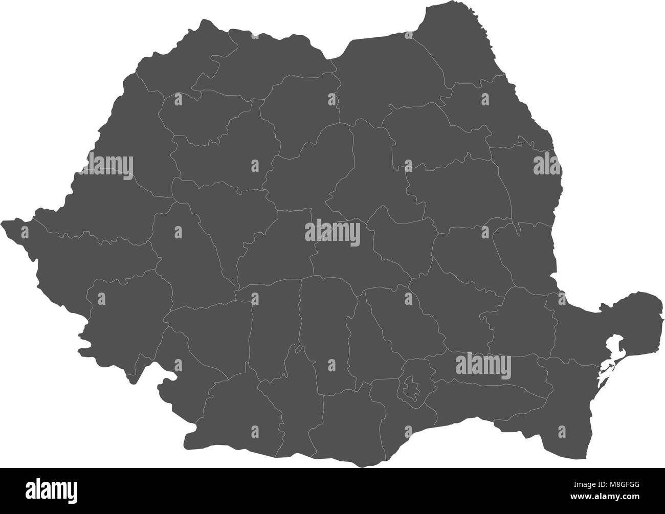 Map of Romania split into regions Stock Vector Image & Art - Alamy