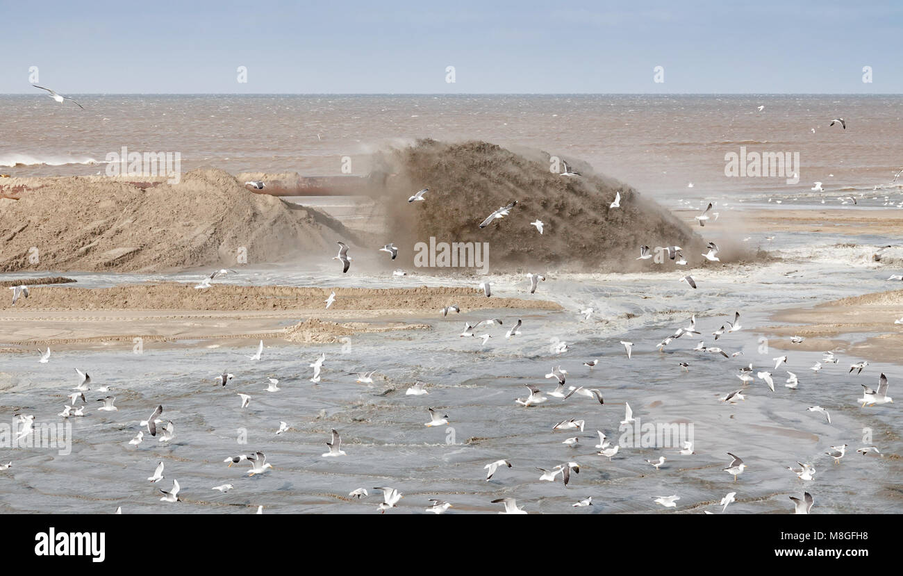 Pumping sand onto the beach to replace what has been lost due to rising ...