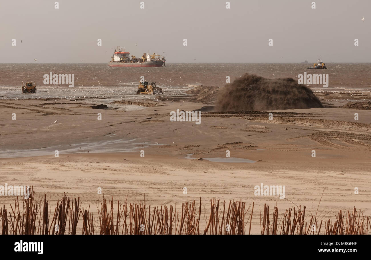Pumping sand onto the beach to replace what has been lost due to rising ...