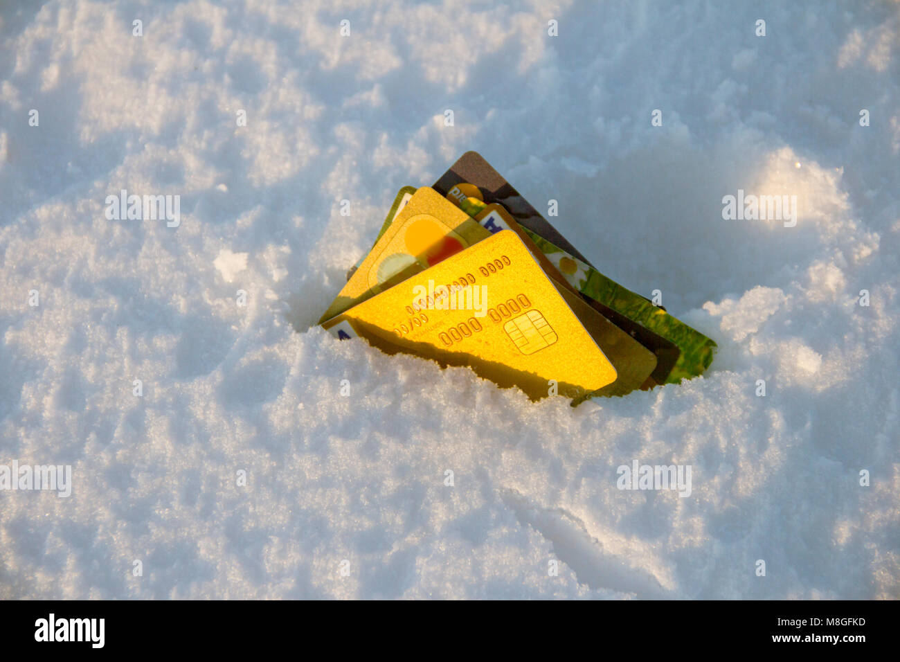 Frozen Bank Account Concept photo. Credit Cards buried in snow Stock ...