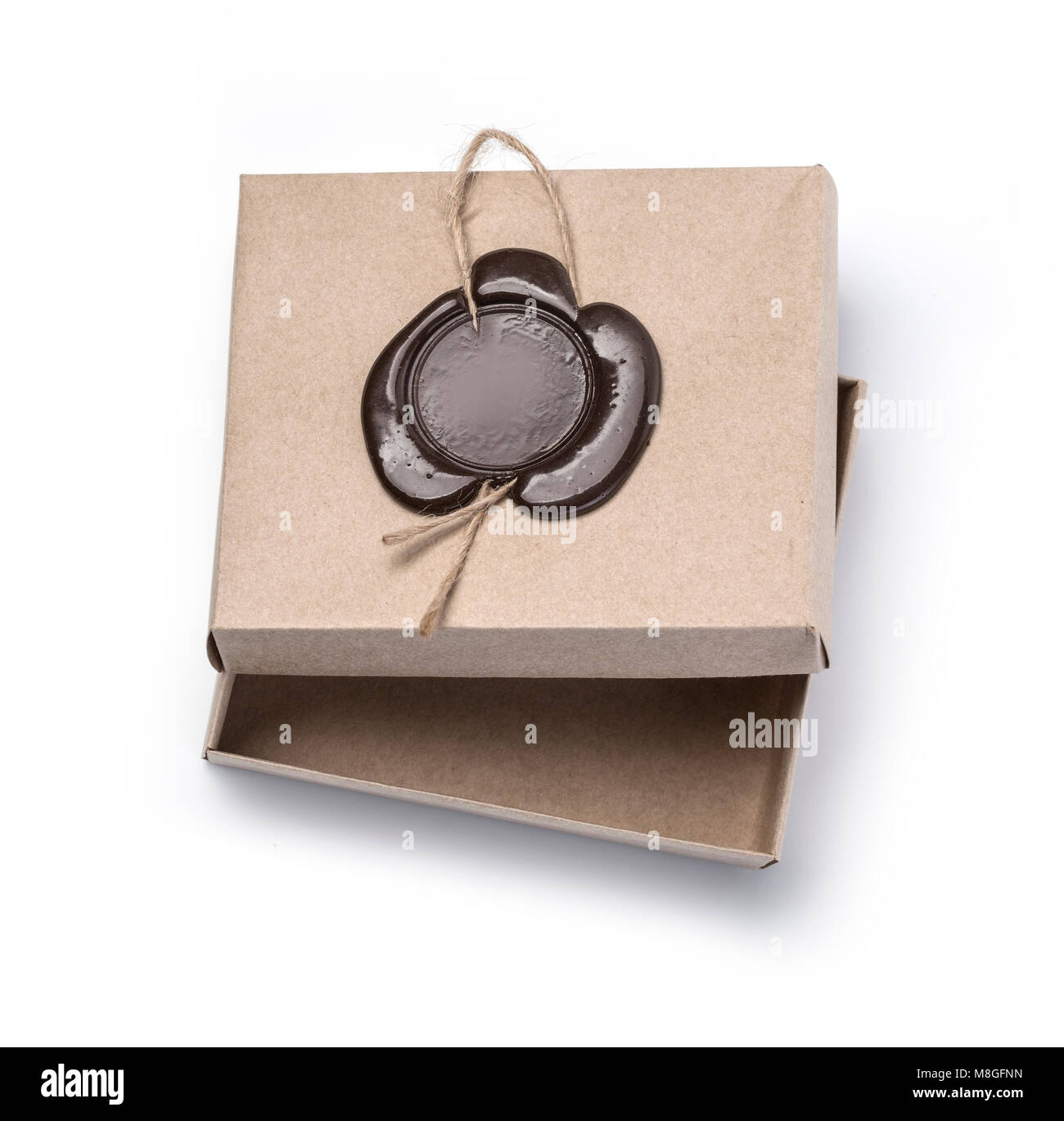 cardboard box with wax sealisolated on white Stock Photo - Alamy