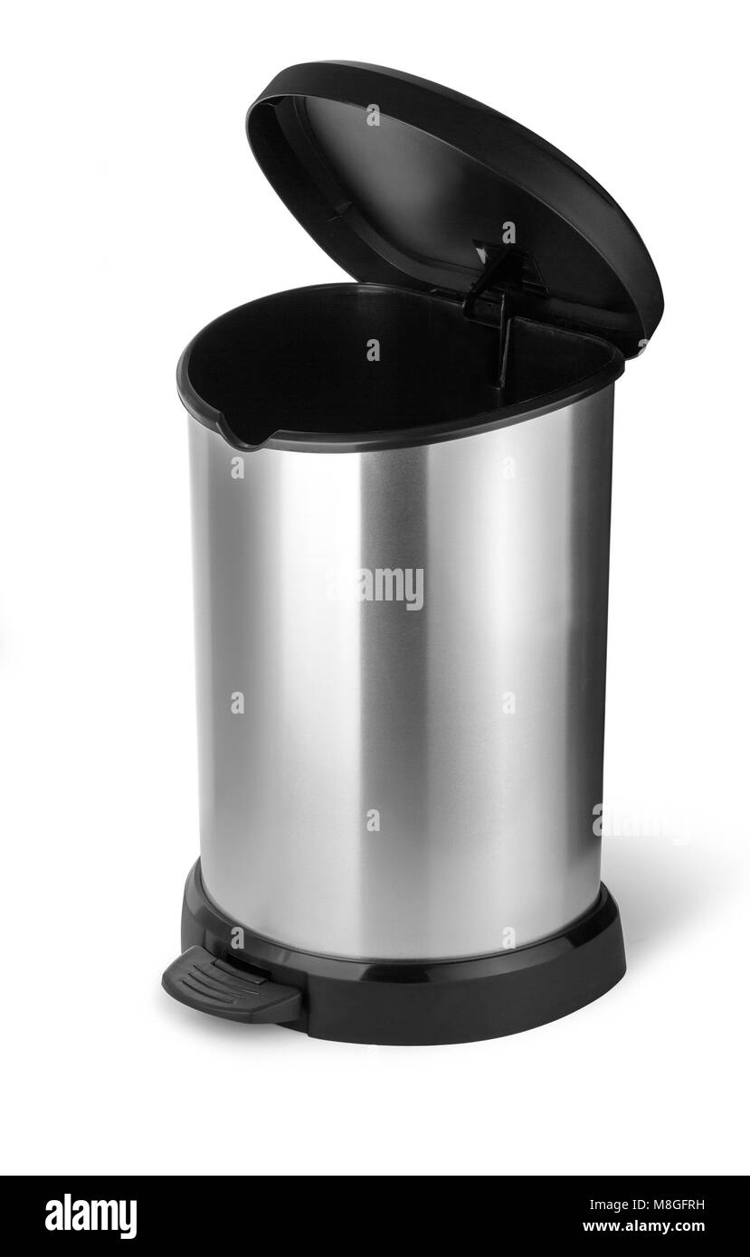 Empty silver trash can Cut Out Stock Images & Pictures - Alamy
