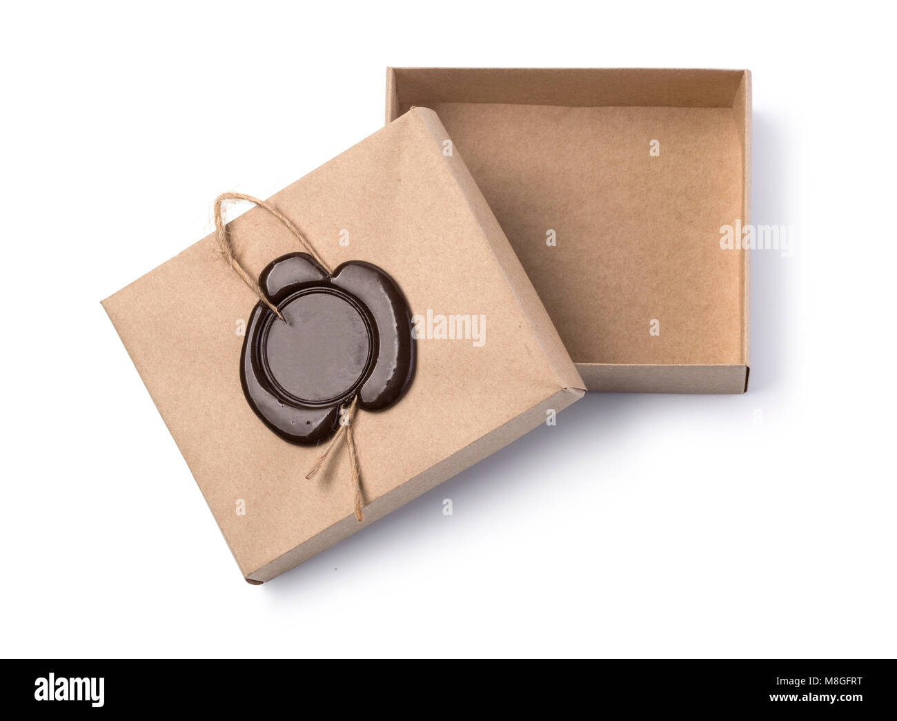 cardboard box with wax seal lisolated on white Stock Photo - Alamy