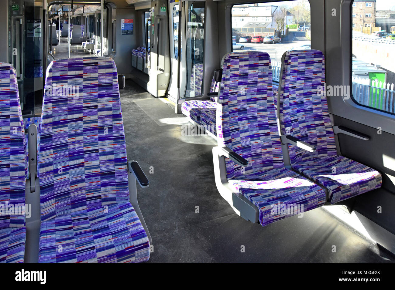 Crossrail train seating class 345 Elizabeth Line interior walk through carriage on commuter ...