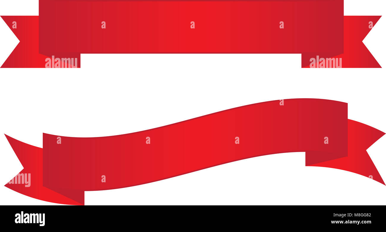 Two Red Ribbon Banners Stock Photo - Alamy