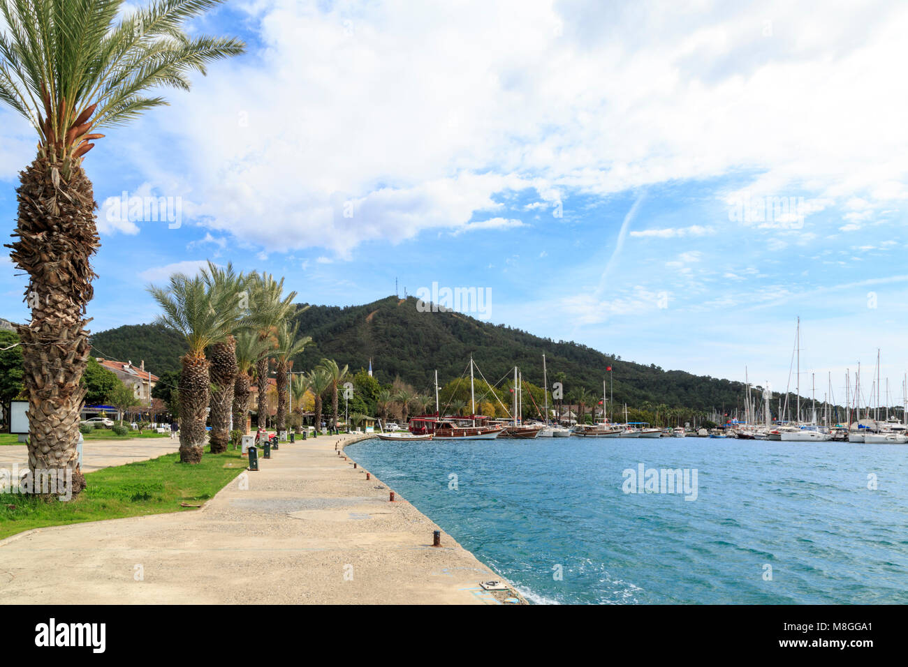 Gocek seaport with palm trees in Gocek, Turkey Stock Photo - Alamy