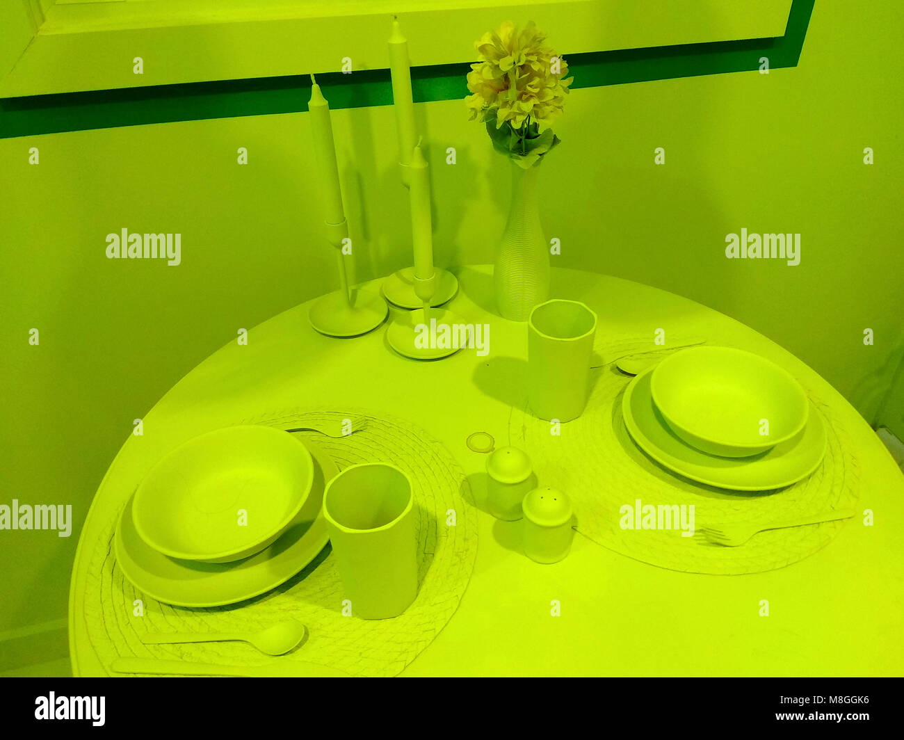 Green colour kitchen - concept of green environment Stock Photo - Alamy