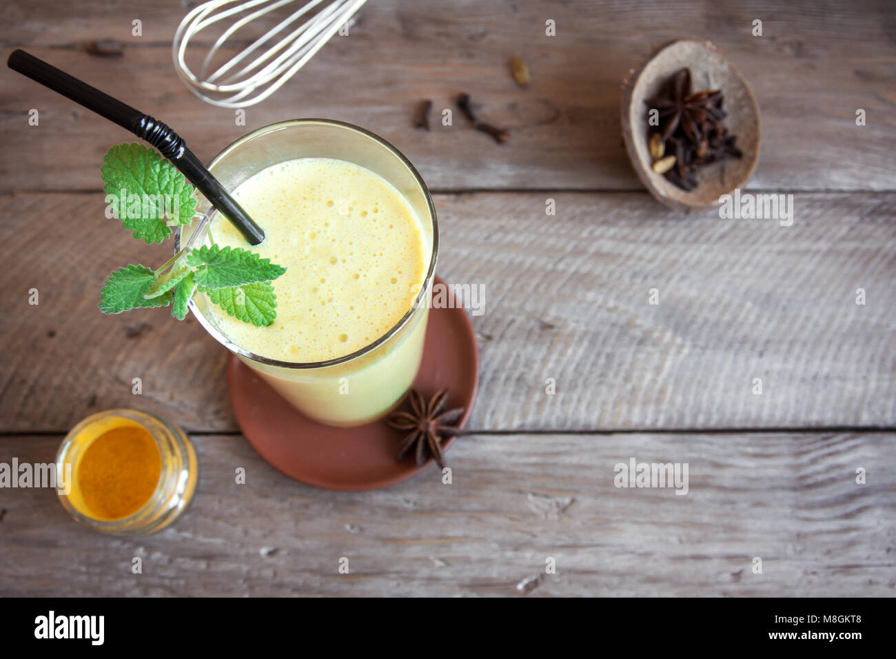 Turmeric Lassie or lassi in glass - Healthy Probiotic Indian cold drink ...