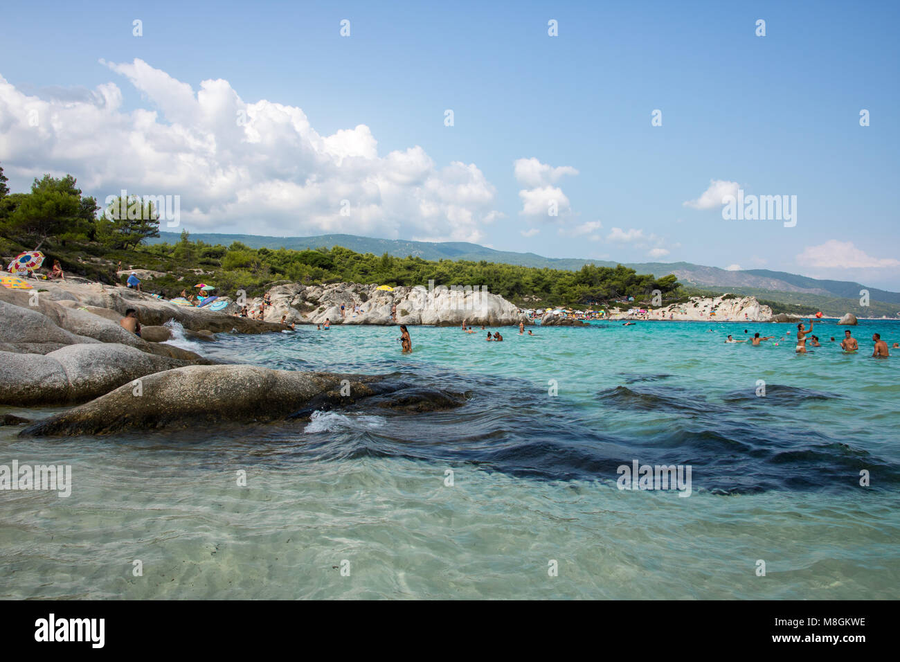 Orange or Portokali beach, Sarti region, peninsula Sithonia in Greece ...