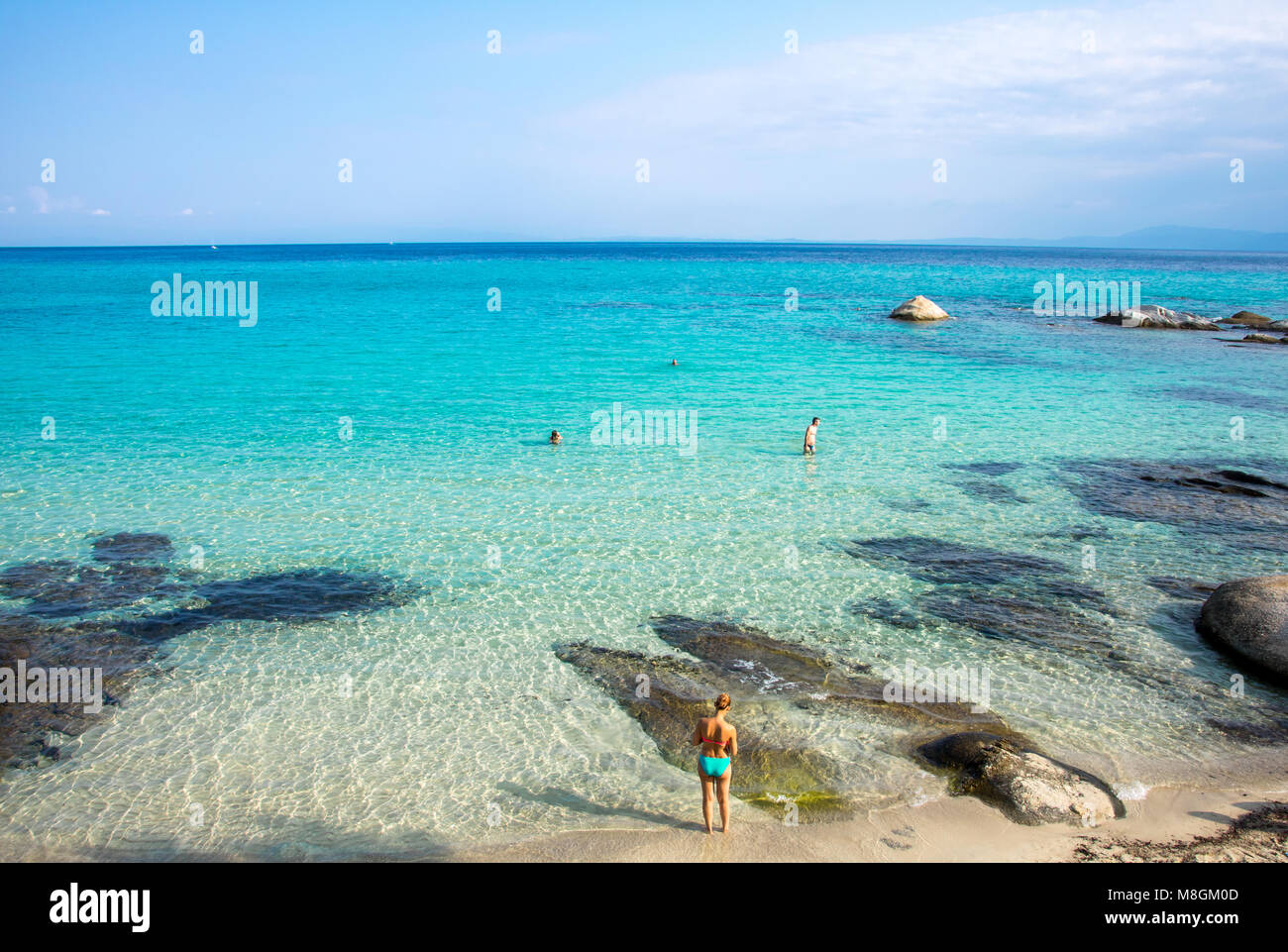 Orange or Portokali beach, Sarti region, peninsula Sithonia in Greece ...