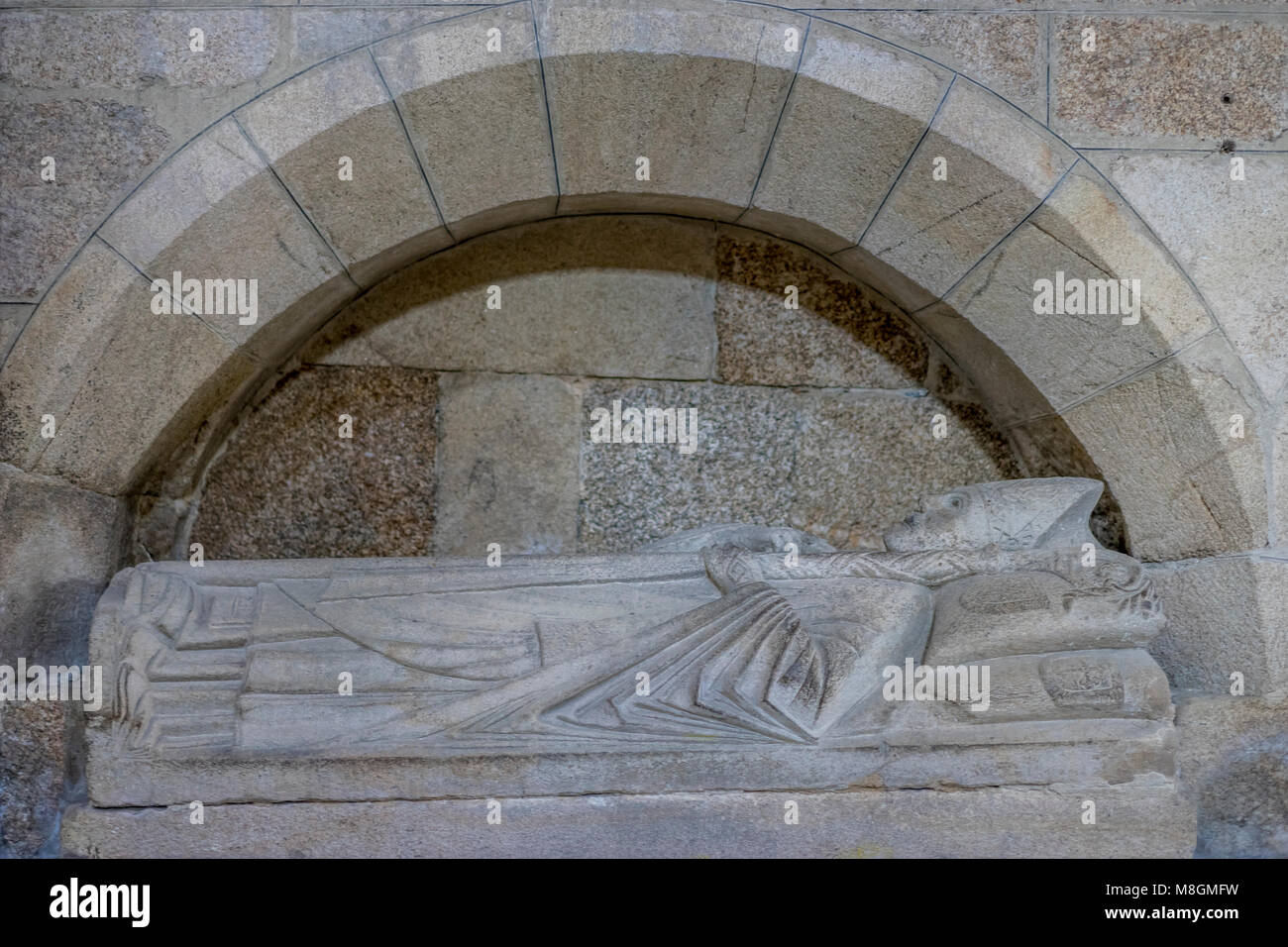 Ancient, burial in stone of a Christian bishop in the interior of a ...