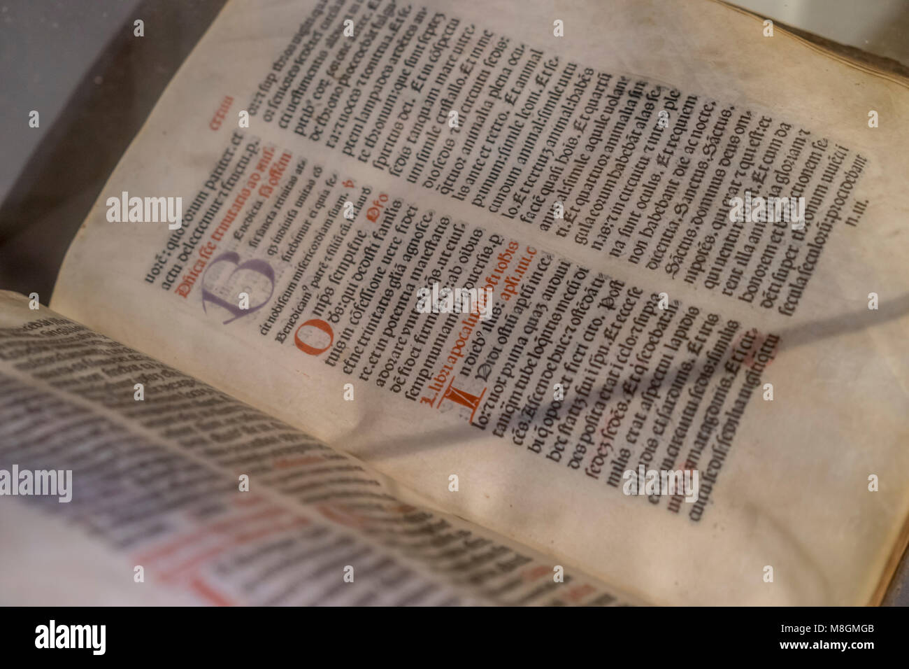 Ancient book written by hand by the monks during the Romanesque in ...
