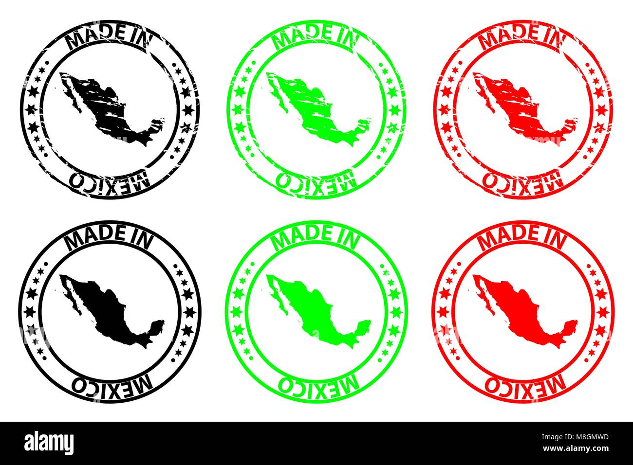 Made in Mexico - rubber stamp - vector, Mexico map pattern - black ...