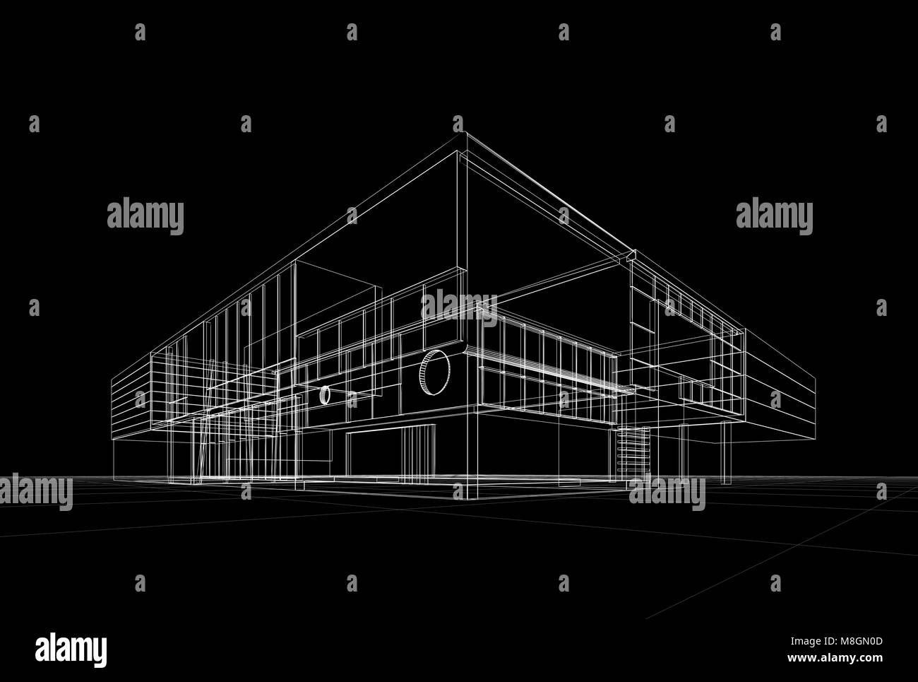 Building blueprint 3d rendering Stock Photo - Alamy