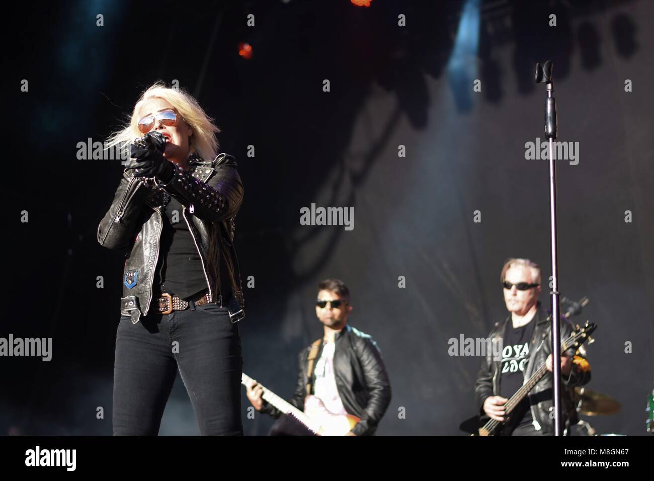 Kim Wilde and her support band performing at the Bristol Retro Festival ...