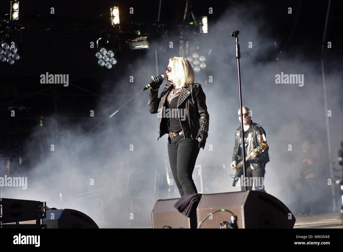 Kim Wilde and her support band performing at the Bristol Retro Festival ...