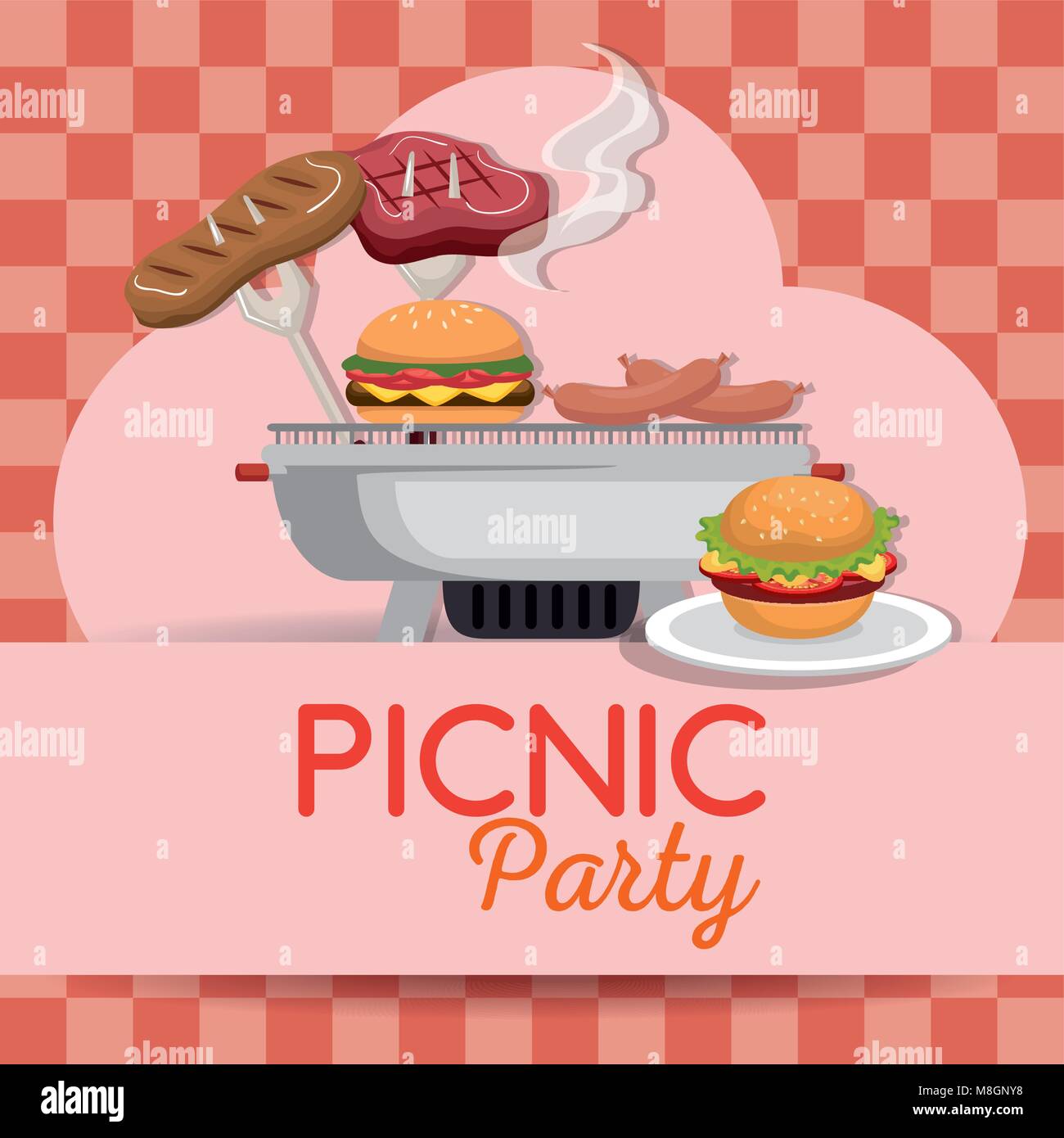 picnic party invitation set icons vector illustration design Stock ...