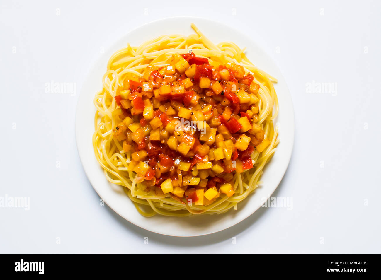 Spaghetti pasta on isolated white background Stock Photo - Alamy