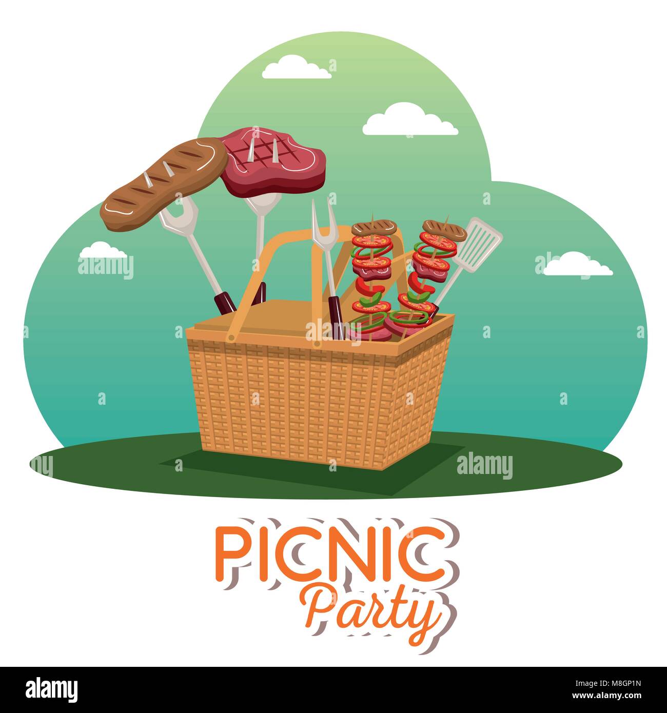 picnic party celebration scene vector illustration design Stock Vector ...