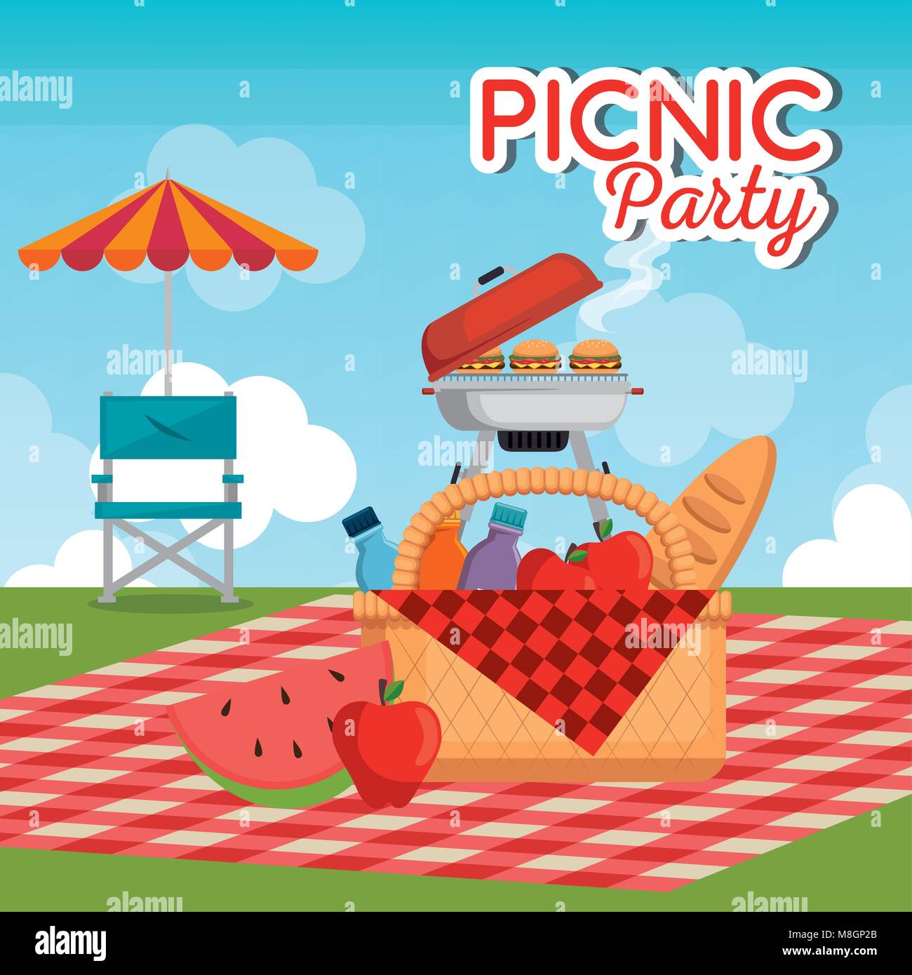 picnic party celebration scene vector illustration design Stock Vector ...