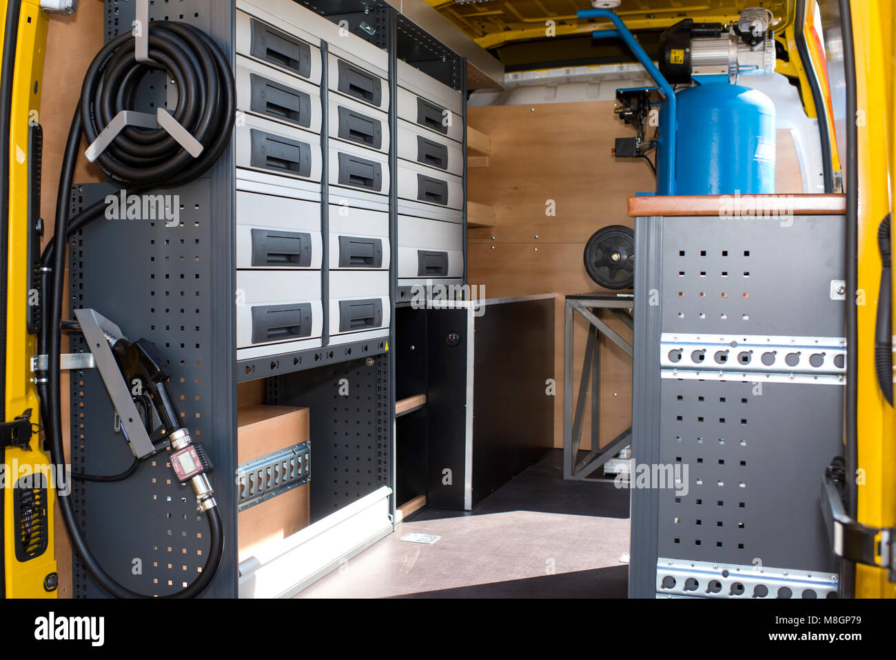 inside of a broadcast vehicle Stock Photo - Alamy