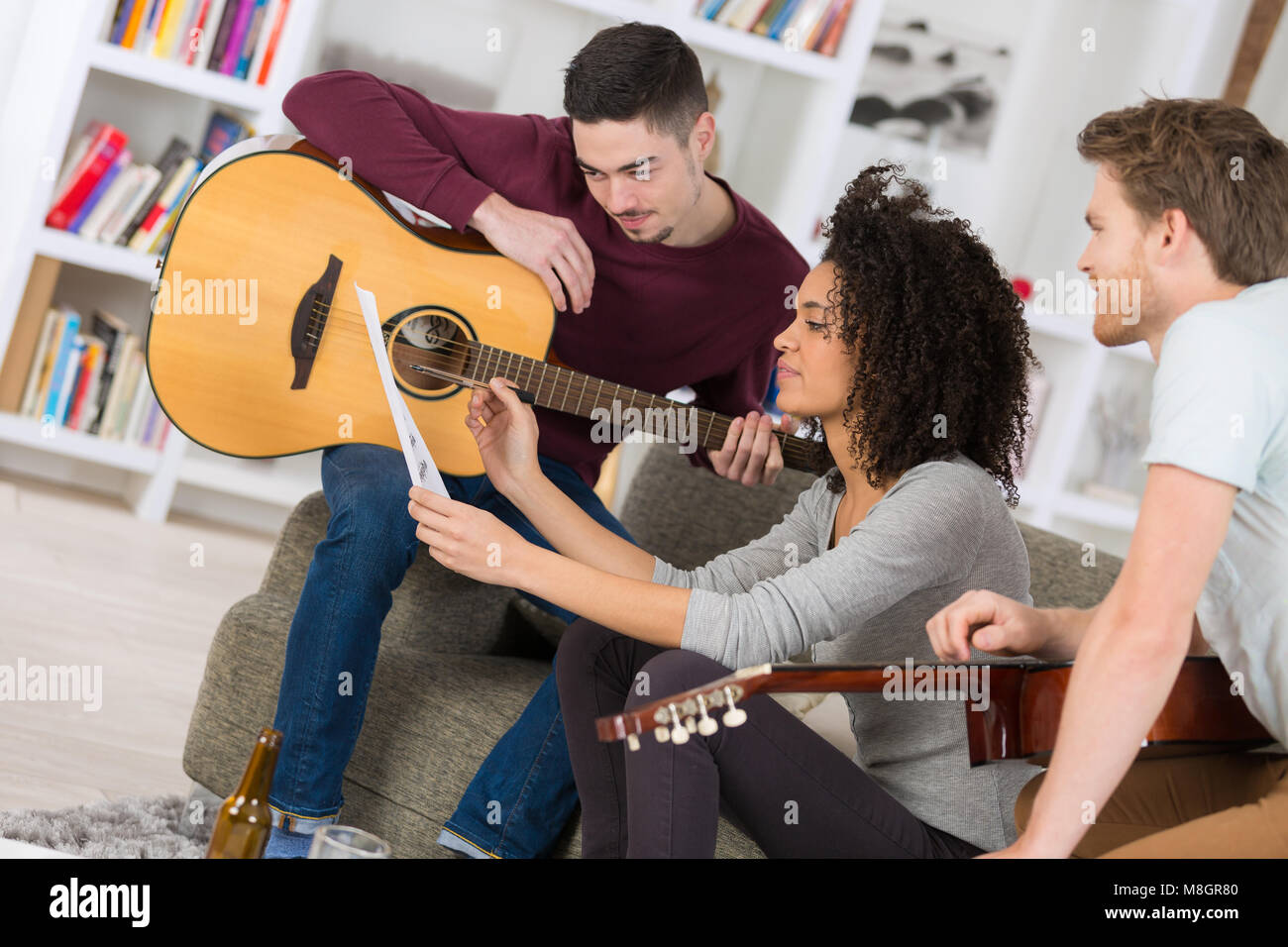 music band performing in a recording studio Stock Photo - Alamy