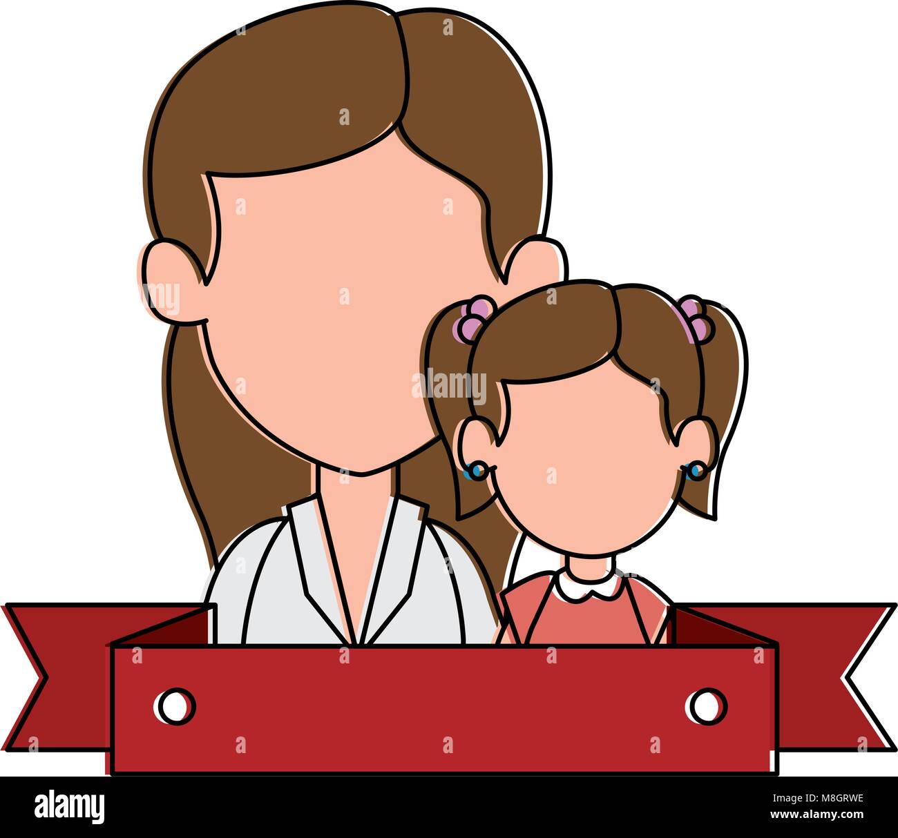 mom with daughter avatar characters vector illustration design Stock ...