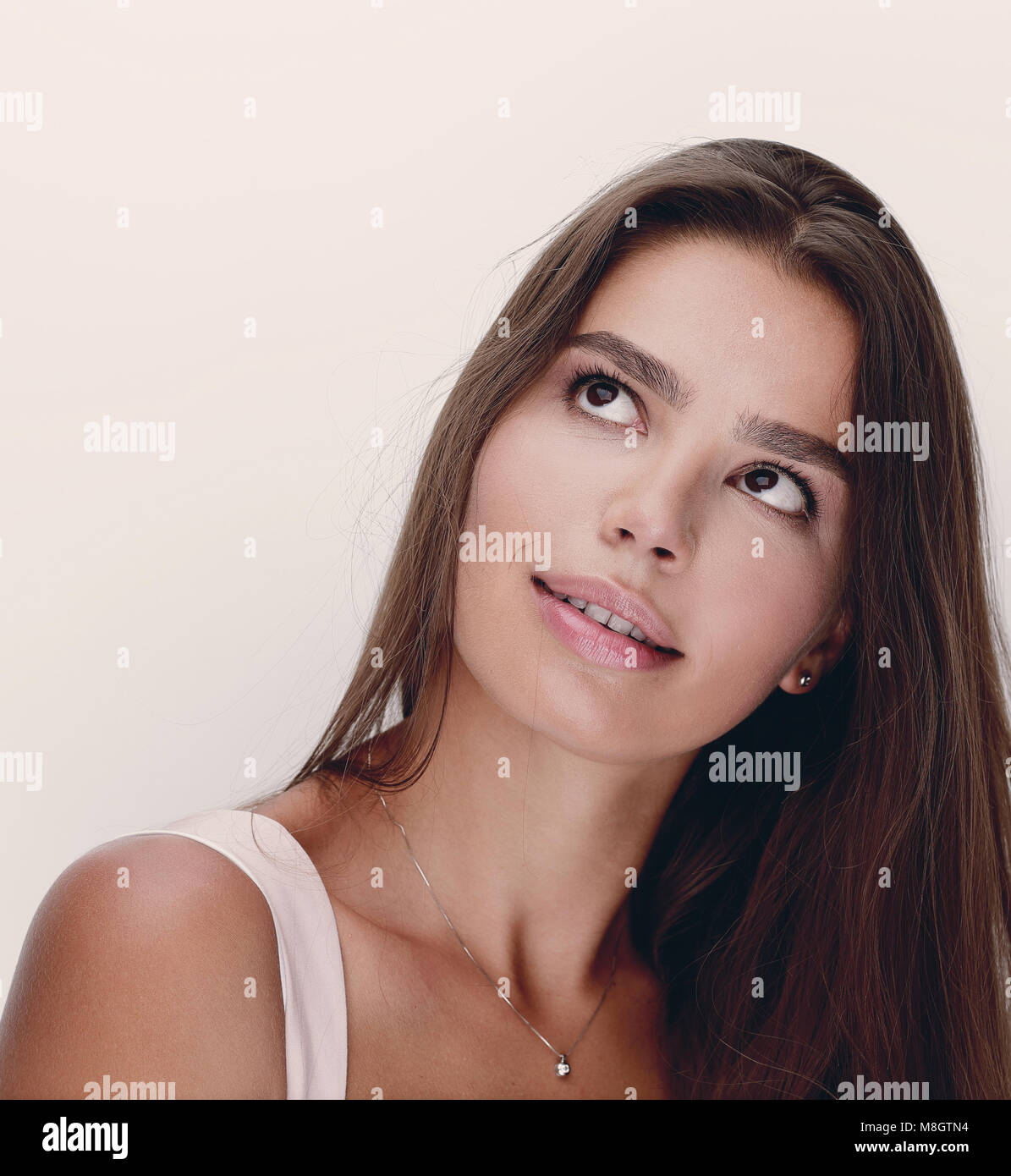face of beautiful woman with light make-up Stock Photo - Alamy