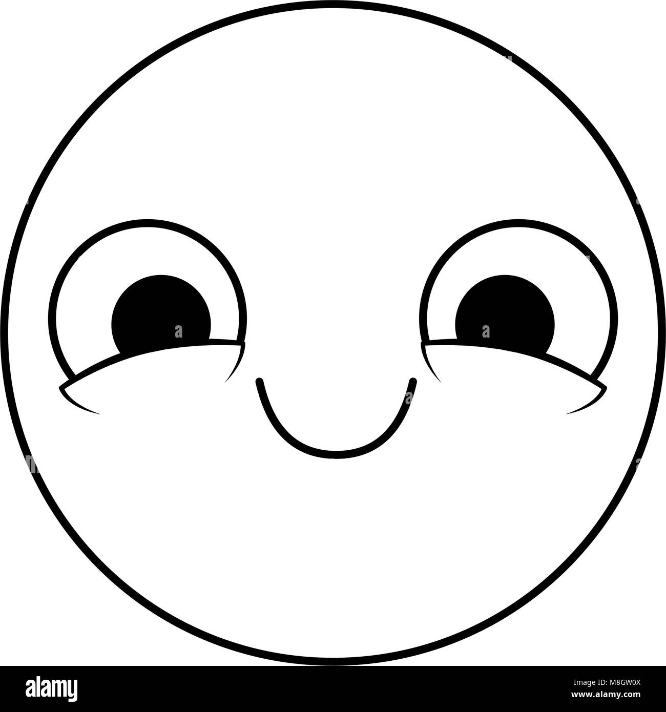 emoticon circular face kawaii character vector illustration design ...