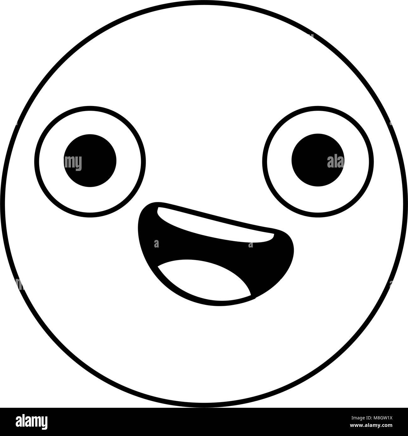 emoticon circular face kawaii character vector illustration design ...