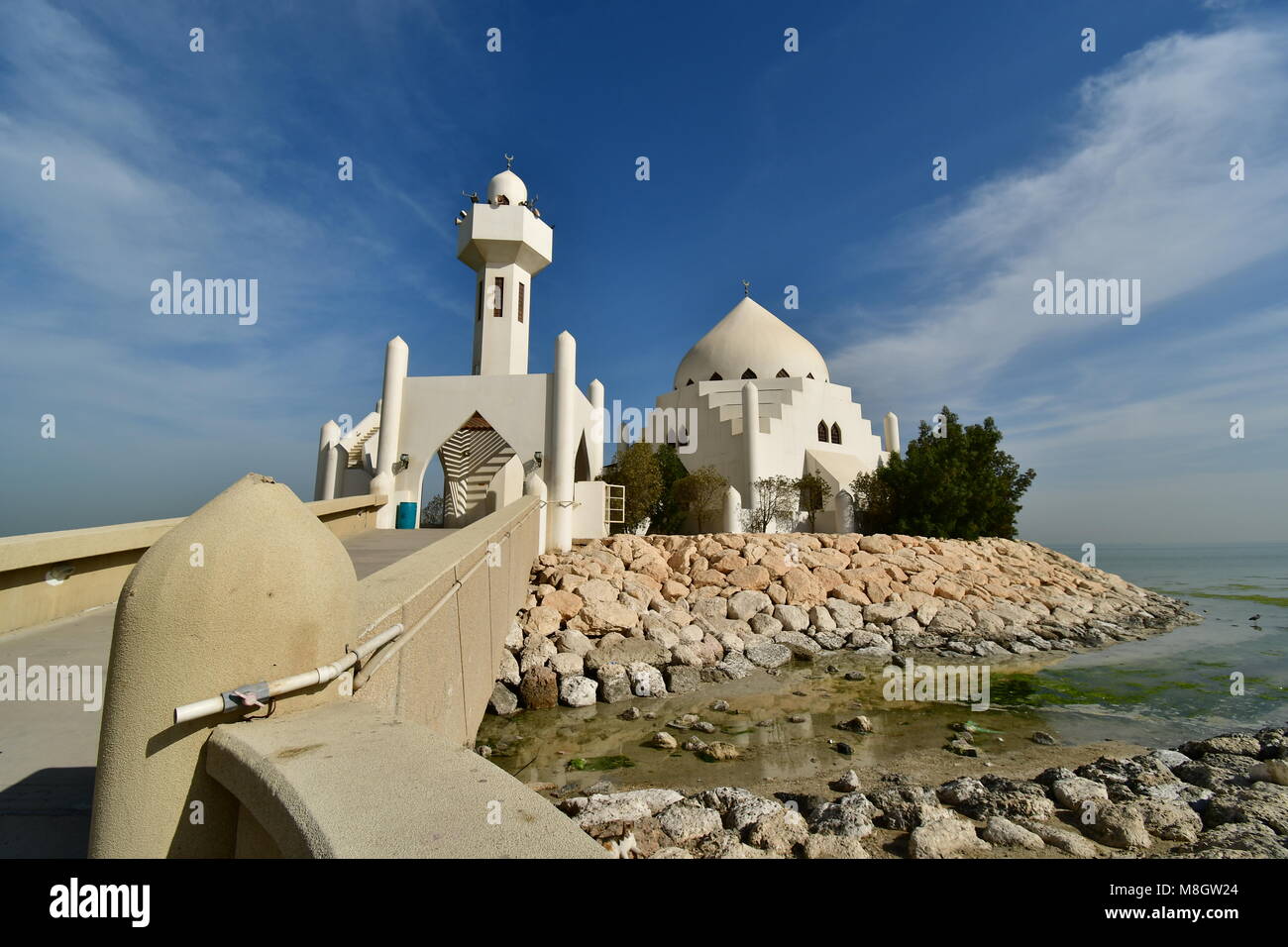modern Architecture on mosque located on the beach front in Saudi ...