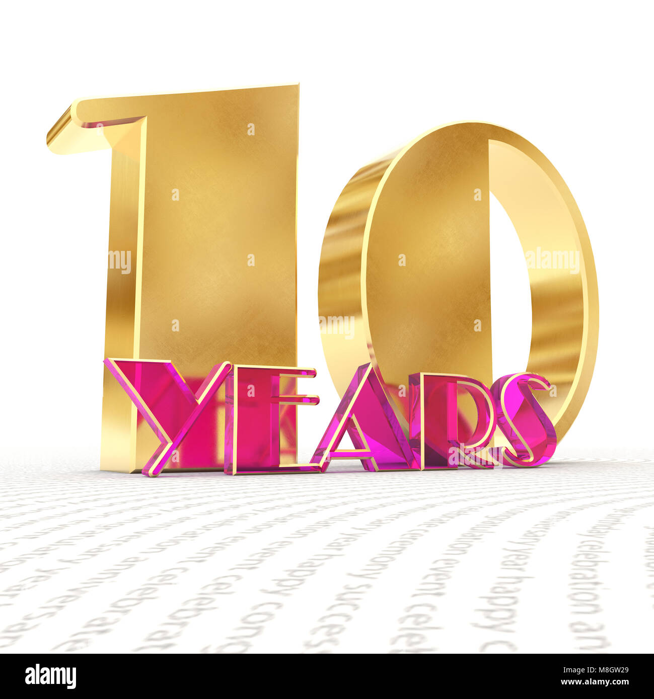 Golden number ten (number 10) and the word "years" against the backdrop ...