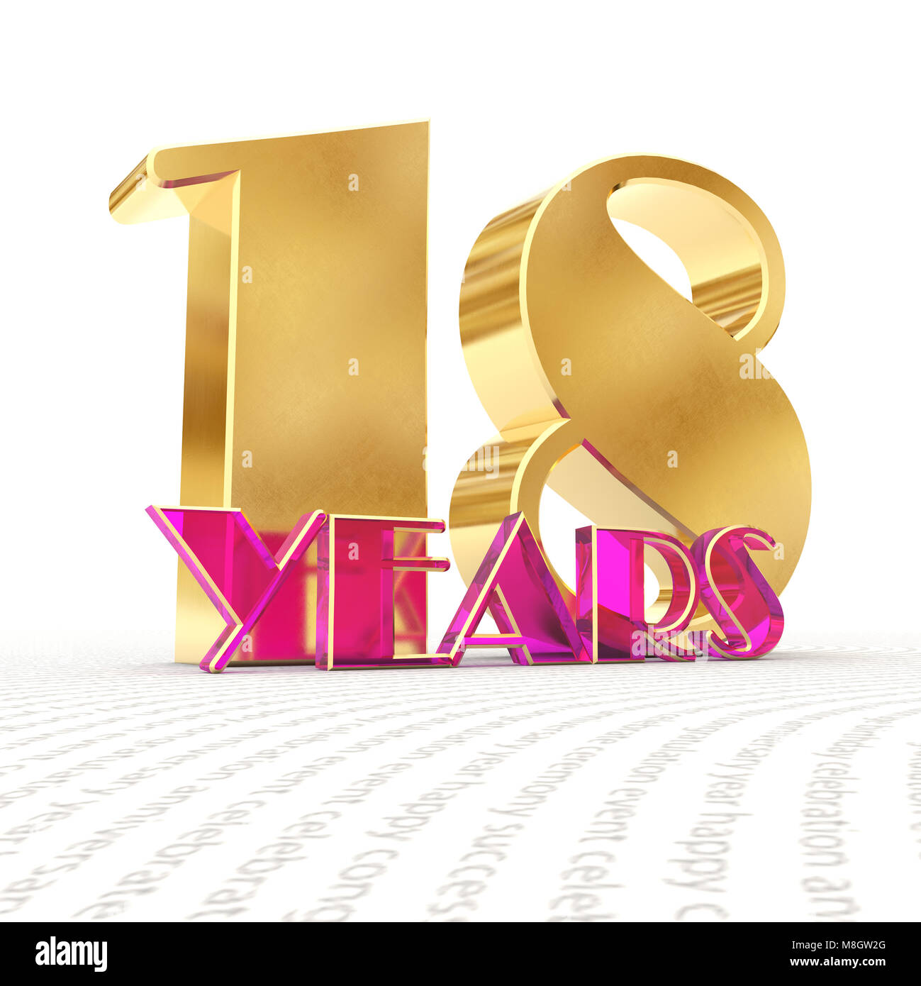 Golden number eighteen (number 18) and the word "years" against the ...