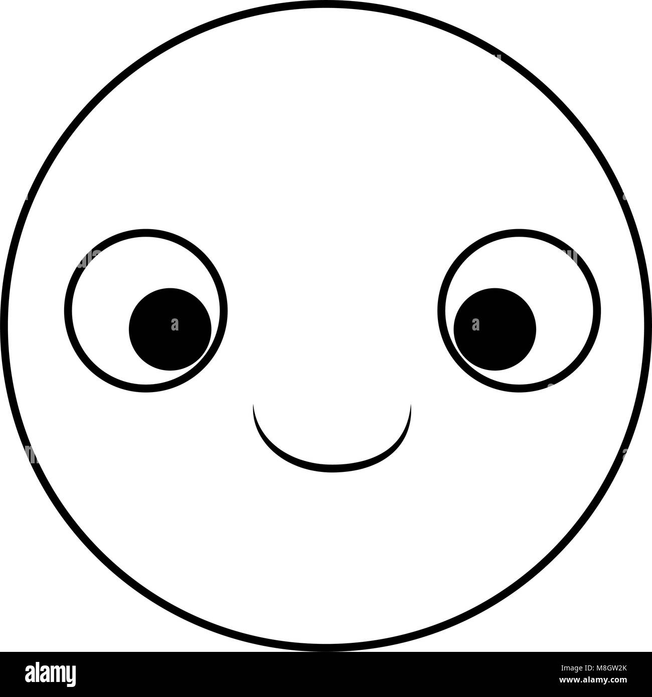 emoticon circular face kawaii character vector illustration design ...