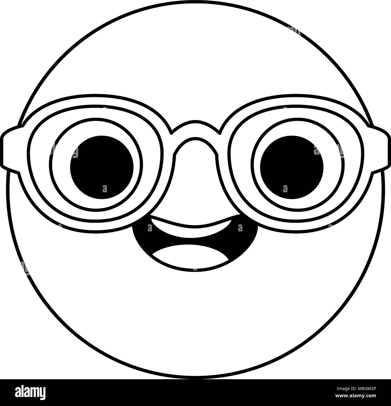 emoticon circular face kawaii character vector illustration design ...