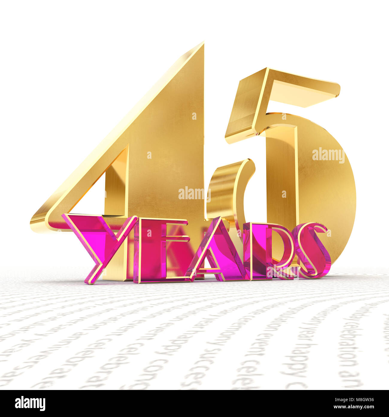 Golden number forty five (number 45) and the word "years" against the ...