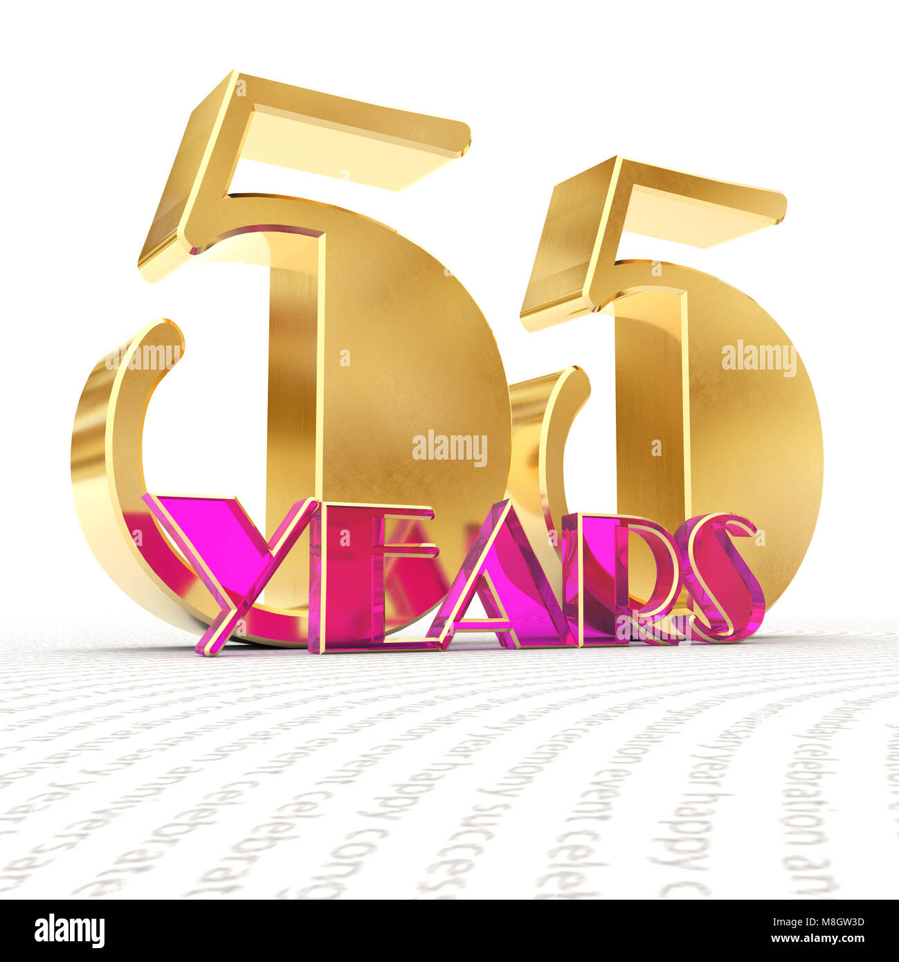 Golden number fifty five (number 55) and the word "years" against the ...