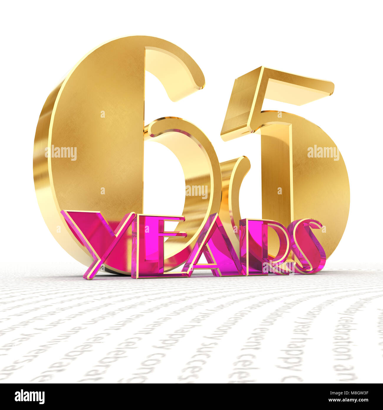 Golden number sixty five (number 65) and the word "years" against the ...